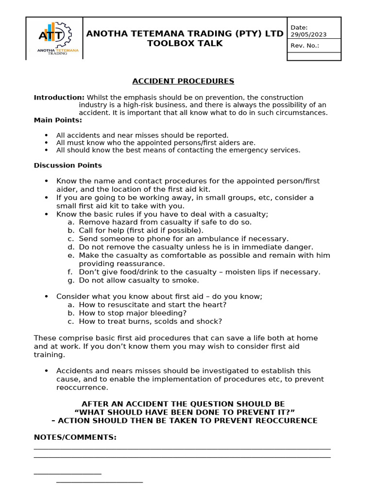 Accident Procedures | PDF | First Aid | Safety