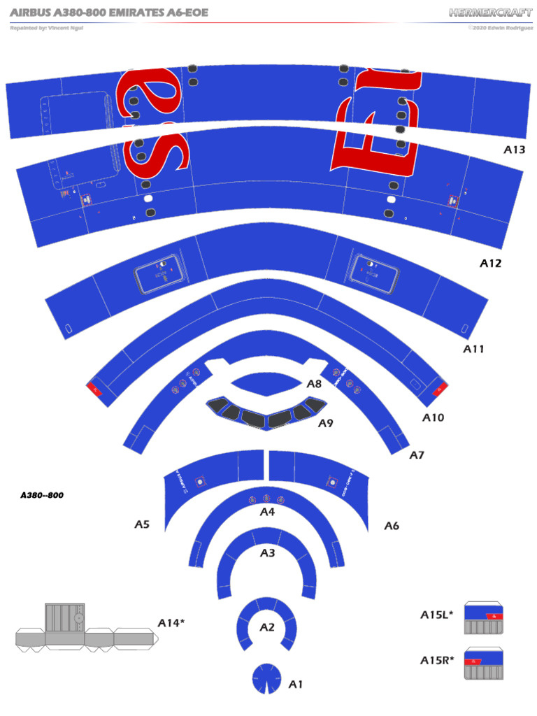 Emirates A380 Papercraft Instructions | PDF | Airbus | Transport Companies
