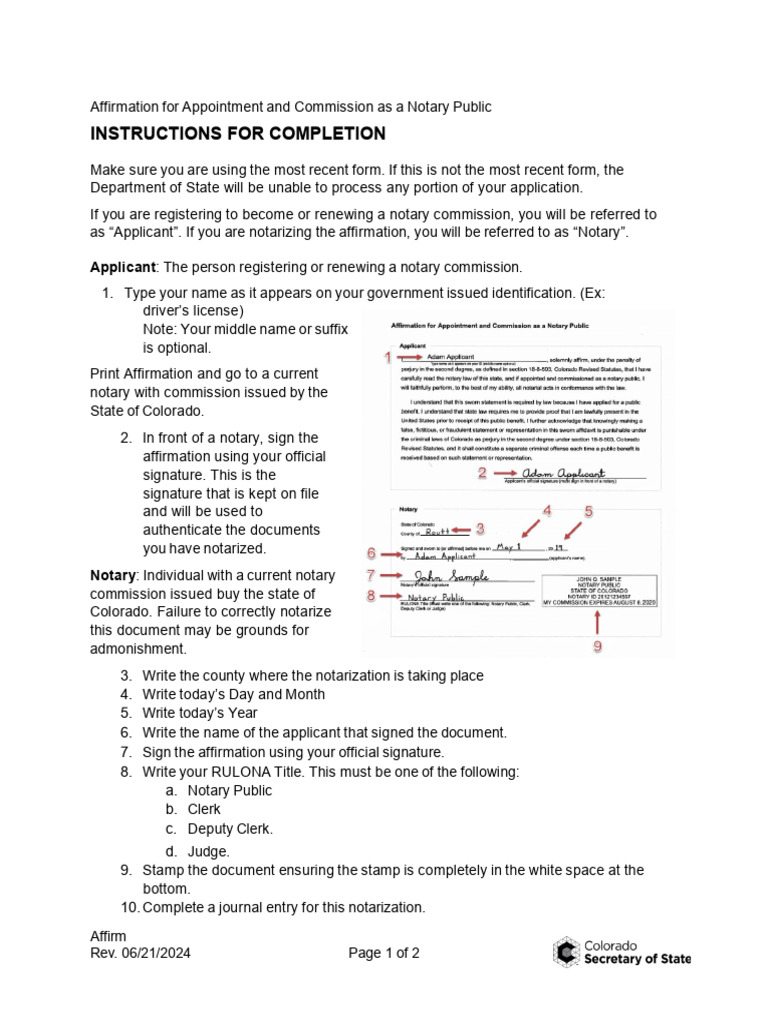 Notary Public Affirmation Form | PDF | Notary Public | Perjury