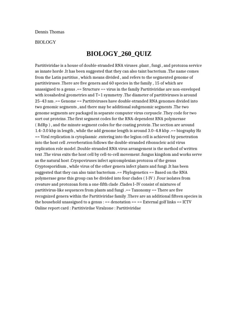 Biology 260 Quiz | PDF | Science & Mathematics