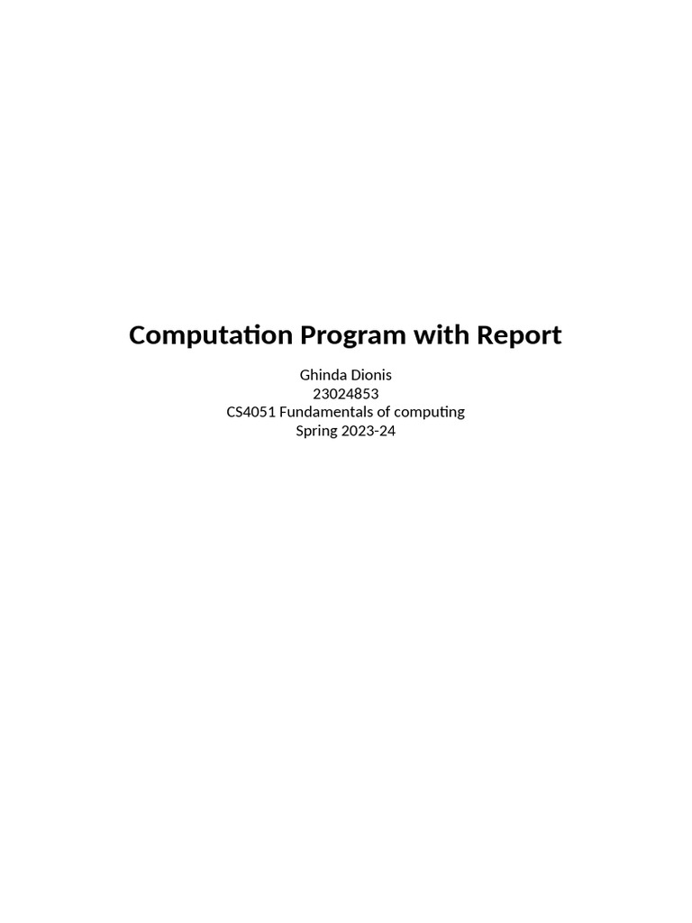 Computation Program With Report | PDF | Mean | Standard Deviation