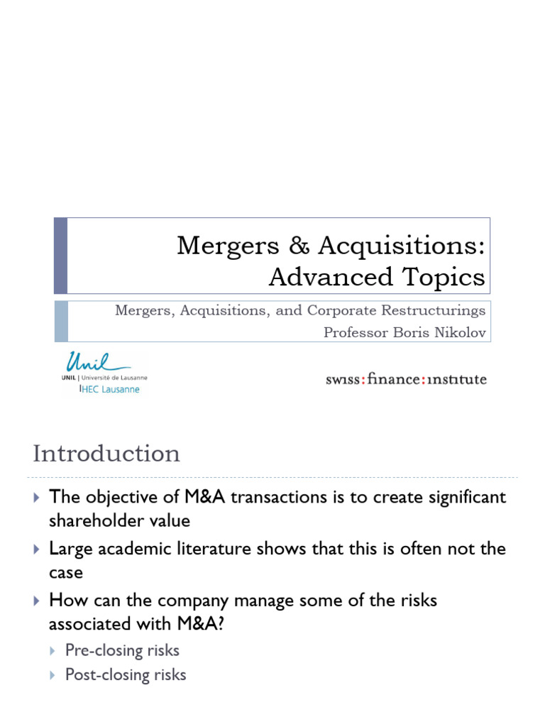 Lecture05 MAadvenced | PDF | Mergers And Acquisitions | Stocks