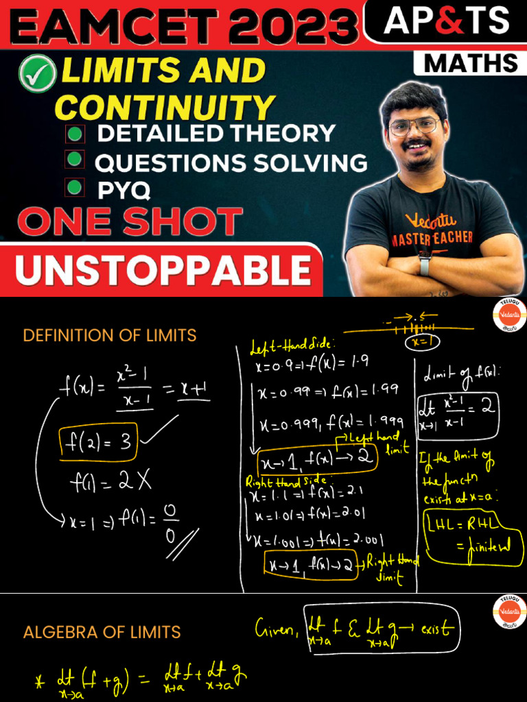 Limits and Continuity - One Shot EAMCET 2023 | PDF