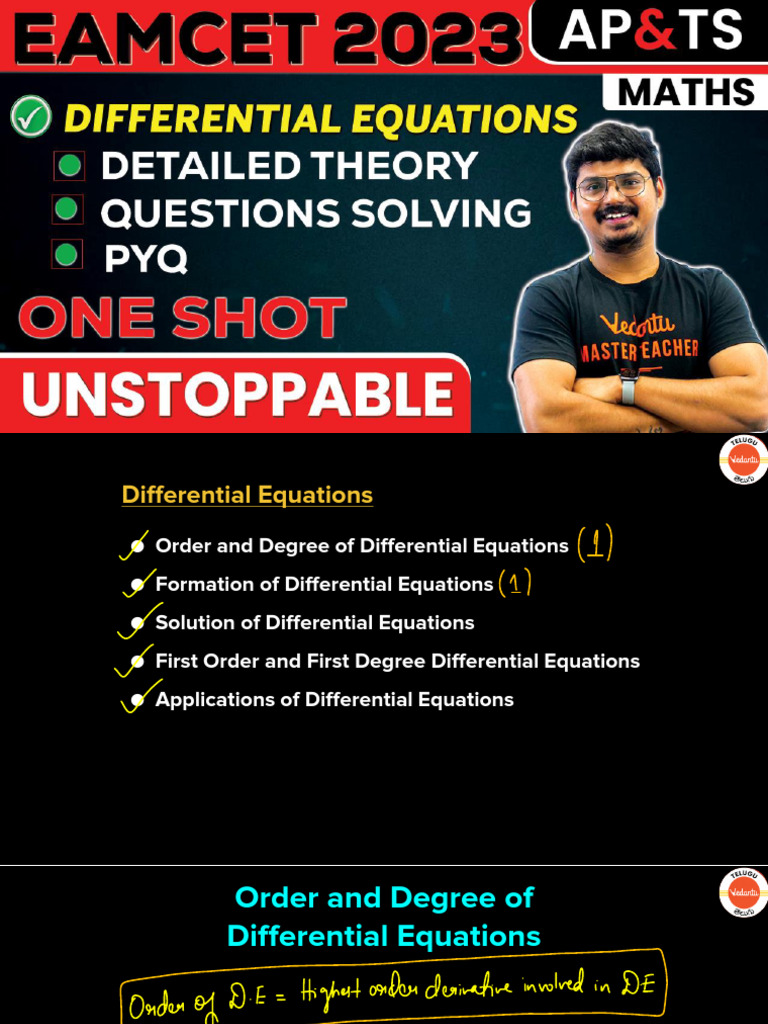 Differential Equations in One Shot EAMCET 2023 Crash Course | PDF ...