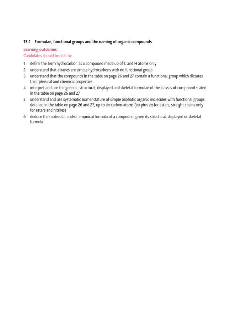 1 Formulae, Functional Groups and The Naming of Organic Compounds | PDF ...