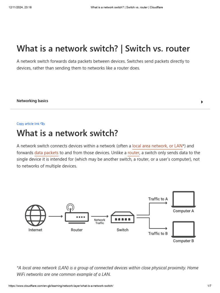 Networking Basics: Switch vs. Router | PDF | Computer Network | Network ...