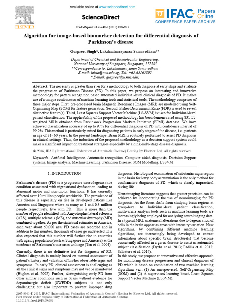 Algorithm For Image-Based Biomarker Detection For Differential ...