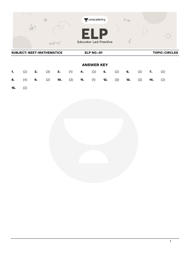Elp-1 Circles Answer Key | PDF