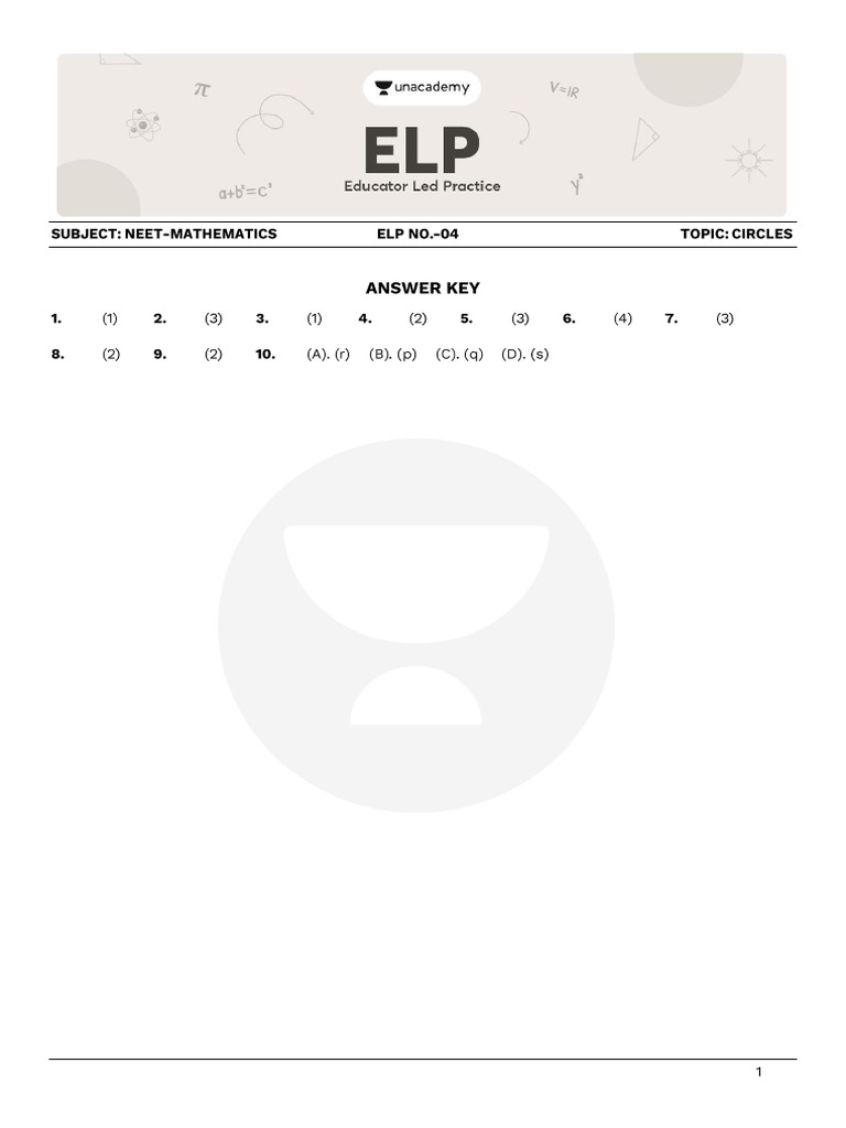 Elp-4 Circles Answer Key | PDF