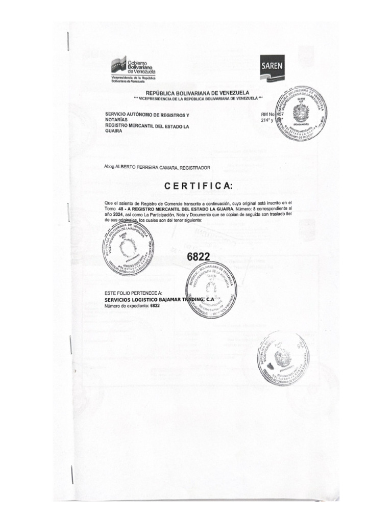 4.4. Acta Ratificacion Junta Directiva Servicios Logistico Bajamar Trading, C.A. | PDF