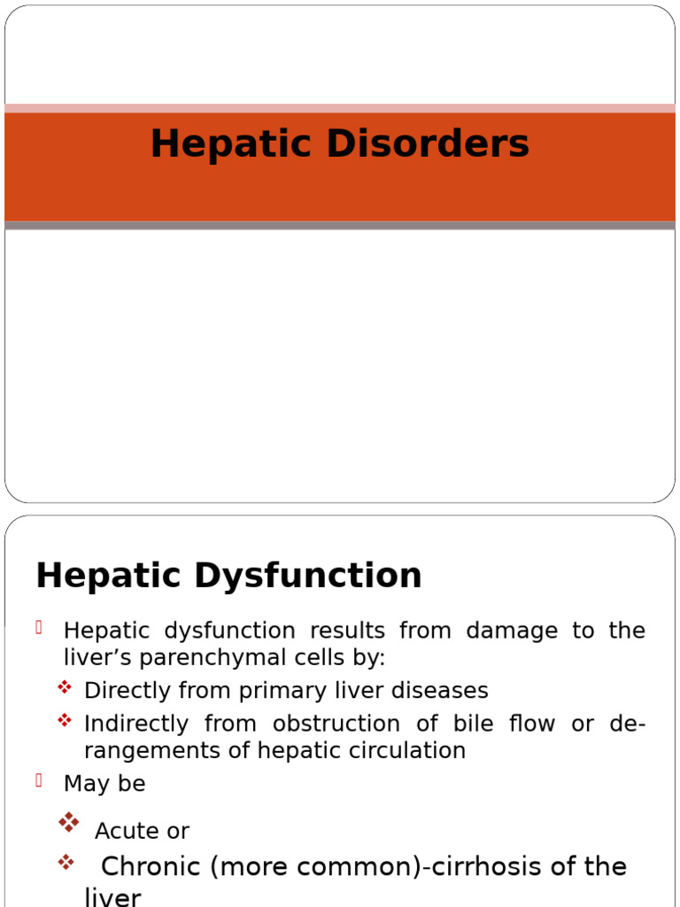 Hepatic Disorders | PDF | Liver | Cirrhosis