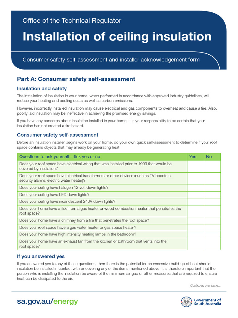 Insulation Installation Safety Form | PDF | Building Insulation | Water Heating