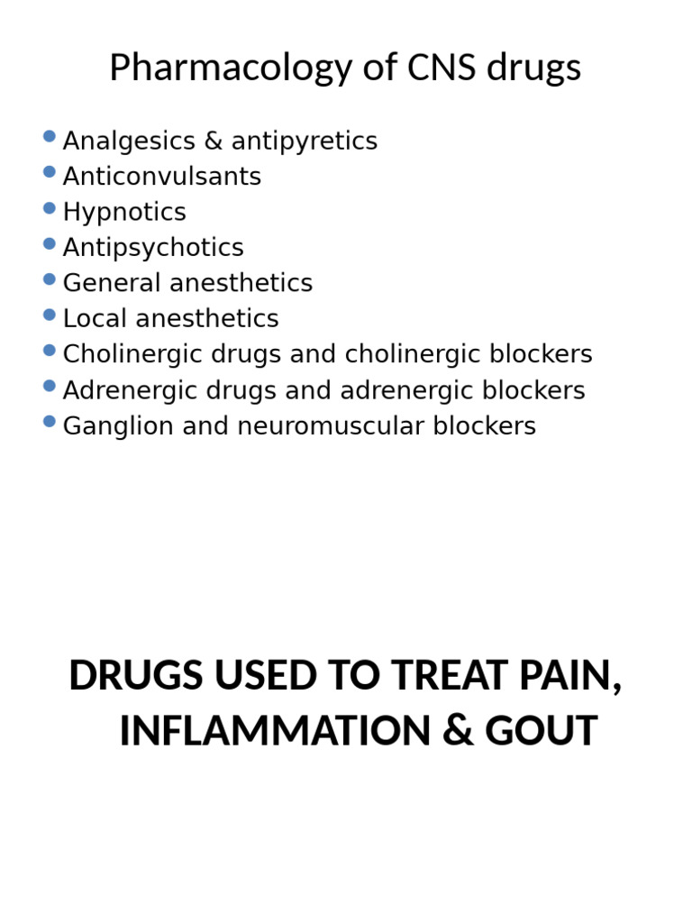 CNS Drugs, Analgesics | PDF | Nonsteroidal Anti Inflammatory Drug | Opioid