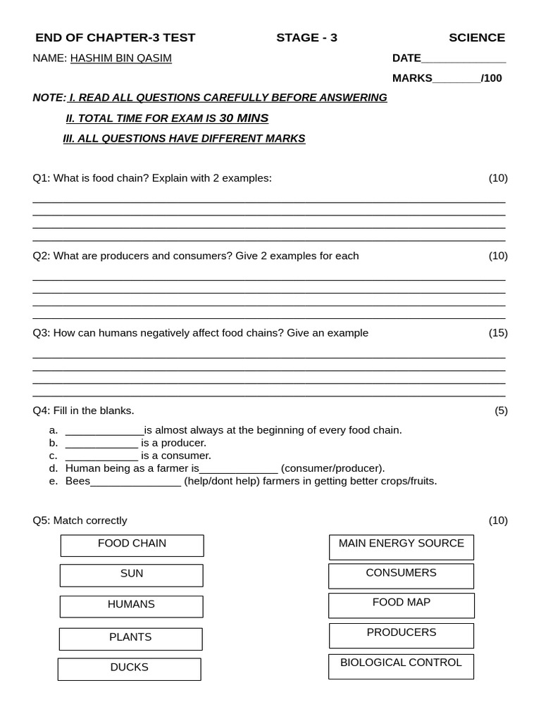 END OF CHAPTER 3 TEST | PDF | Agriculture END OF CHAPTER 3 TEST | PDF | Agriculture
