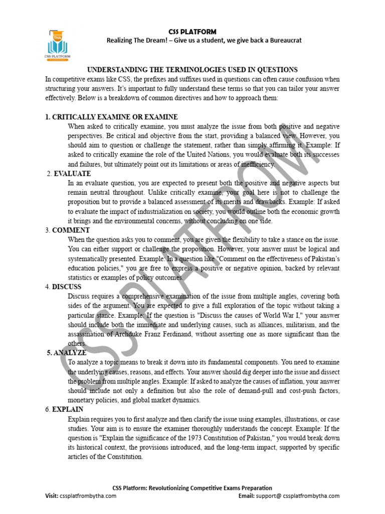 Understanding The Terminologies Used in Questions | PDF | Question ...