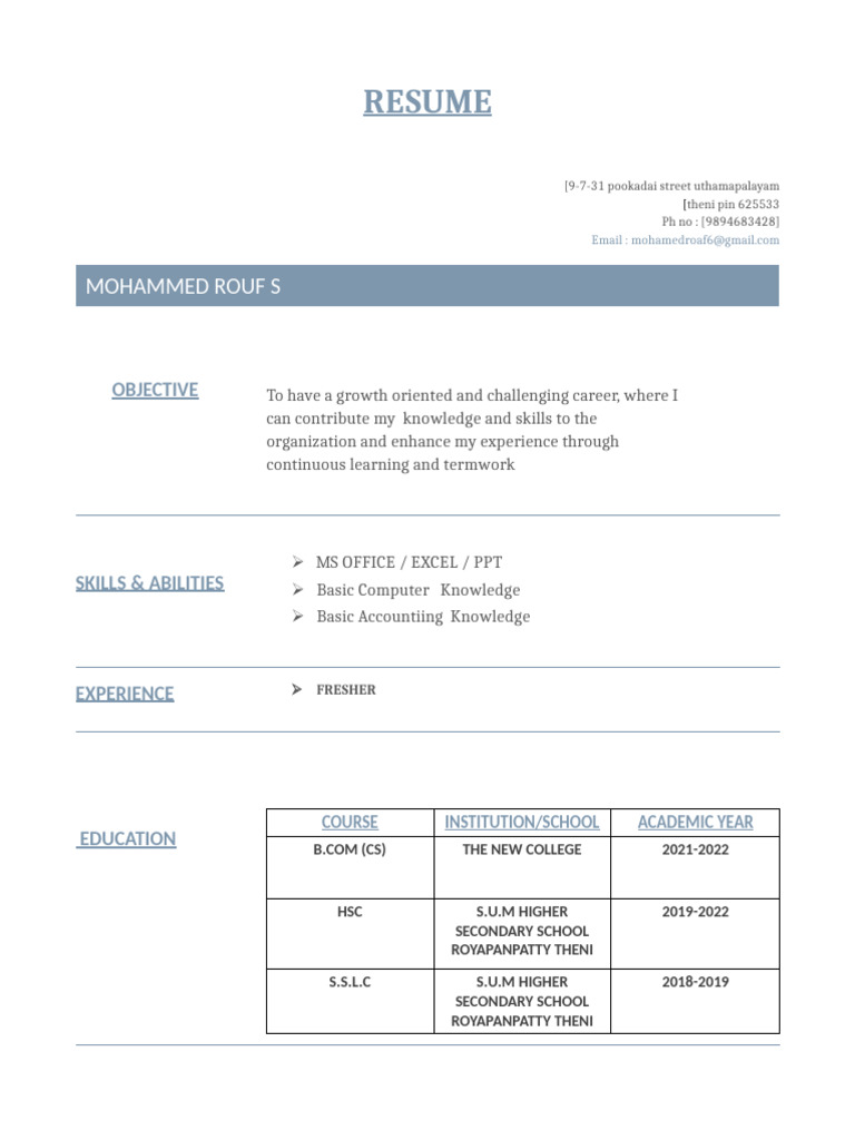 ROUF RESUME | PDF | Behavior Modification | Cognition