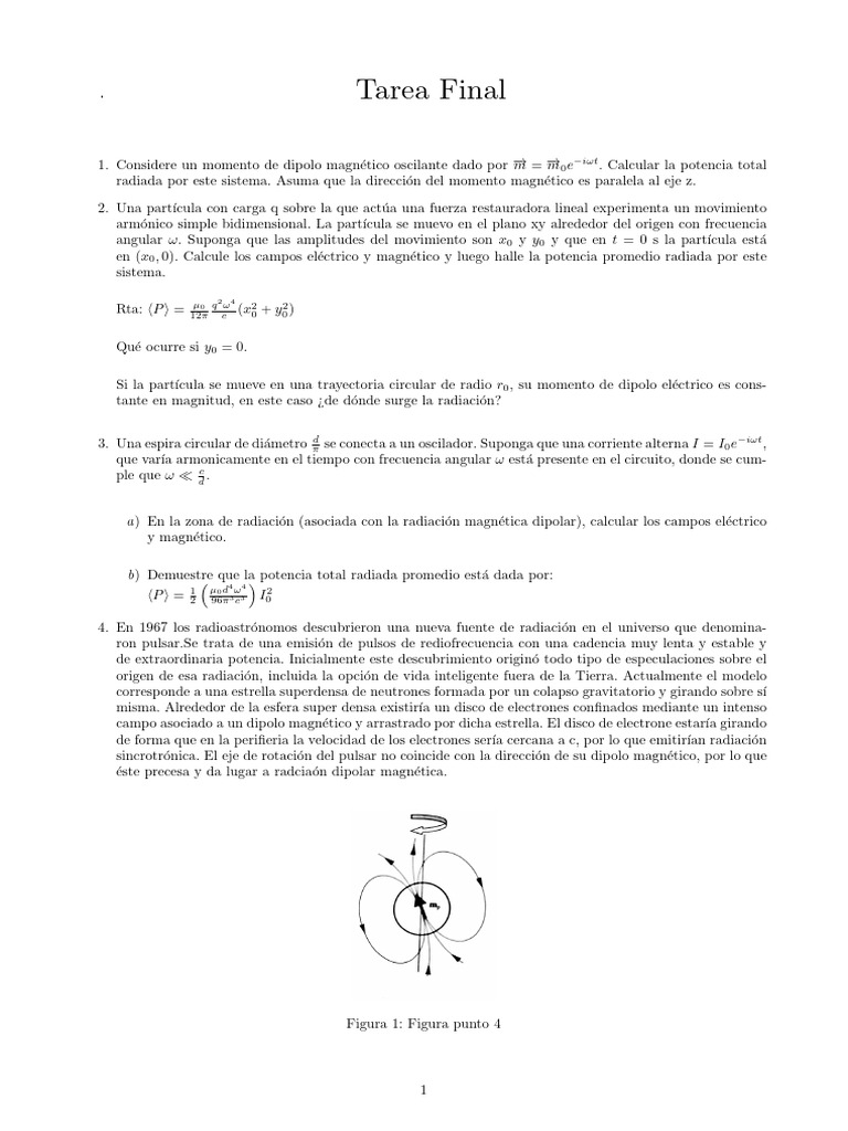 Tarea Final (Quiz 3) | PDF | Dipolo | Electrón