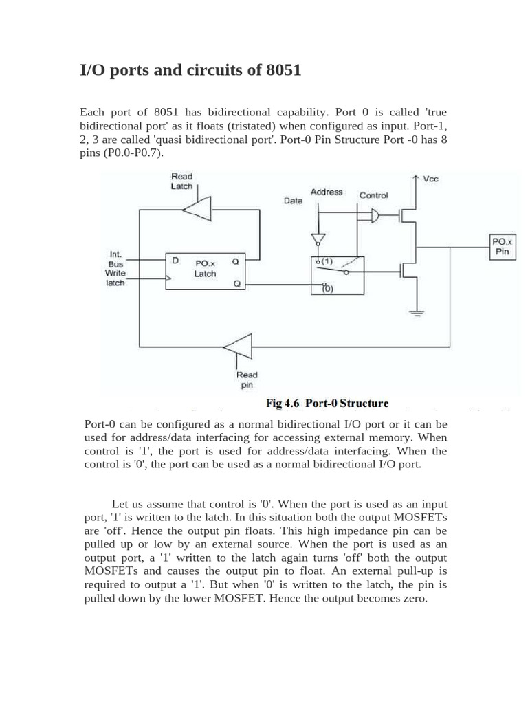 IO ports and circuits of 8051 | PDF | Input/Output | Mosfet IO ports and circuits of 8051 | PDF | Input/Output | Mosfet