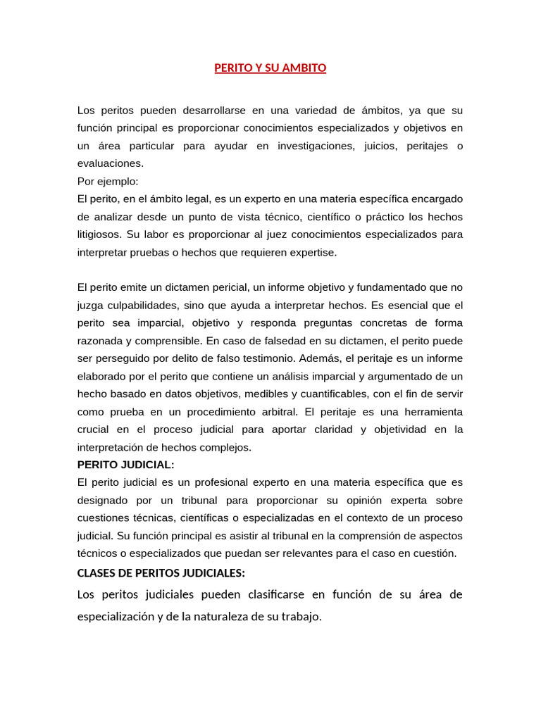 Perito y Su Ambito | PDF | Testigo experto