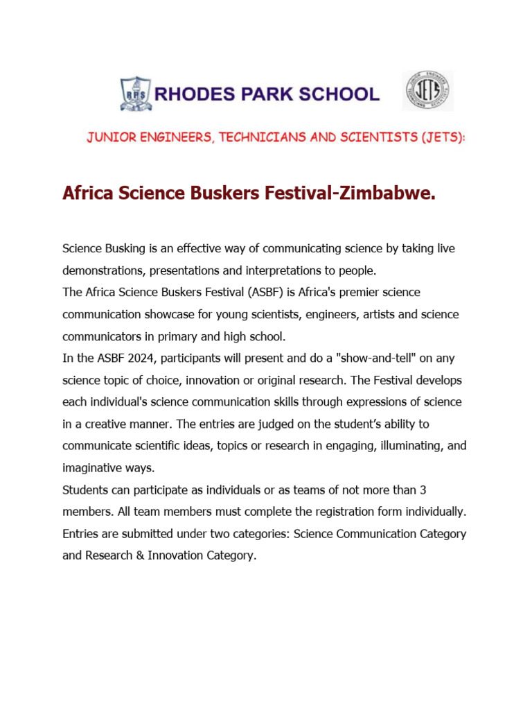Africa Science Buskers Festival | PDF
