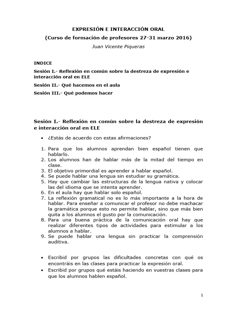 Expresión e Interacción Oral | PDF | Salón de clases | Cómics