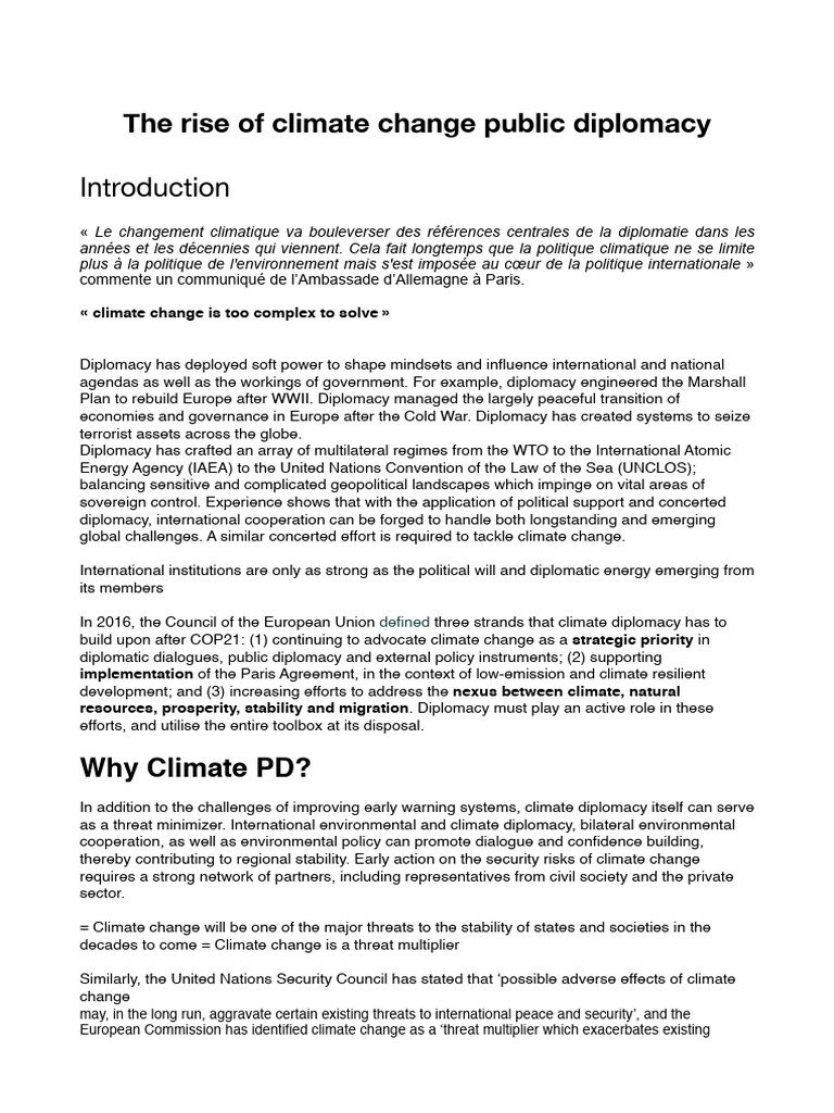 Climate Change and Public Diplomacy | PDF | Climate Change | United ...