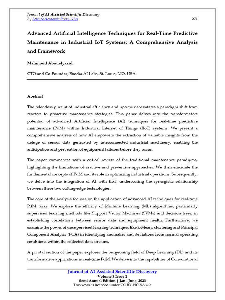 Advanced Artificial Intelligence Techniques For Real-Time Predictive Maintenance in Industrial ...