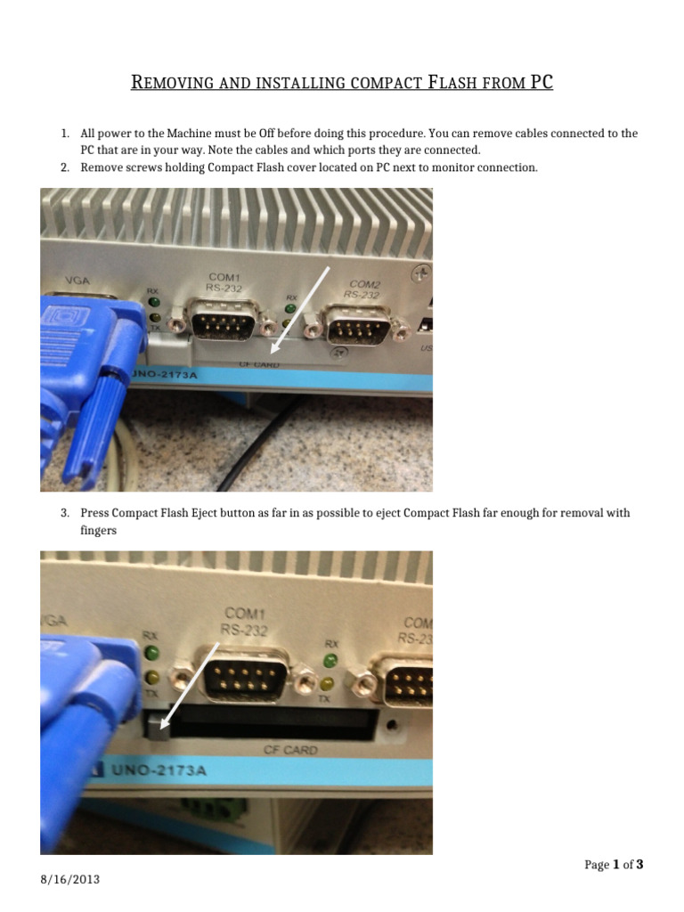 CT - Removing and Installing Compact Flash From PC | PDF