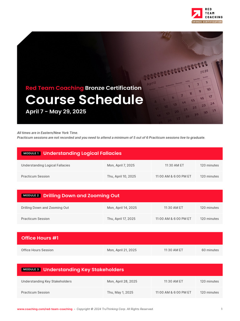 RTC 2024 L2 Course Schedule 1 | PDF