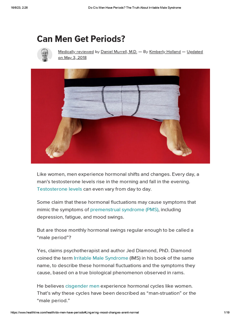 Do Cis Men Have Periods? The Truth About Irritable Male Syndrome | PDF ...