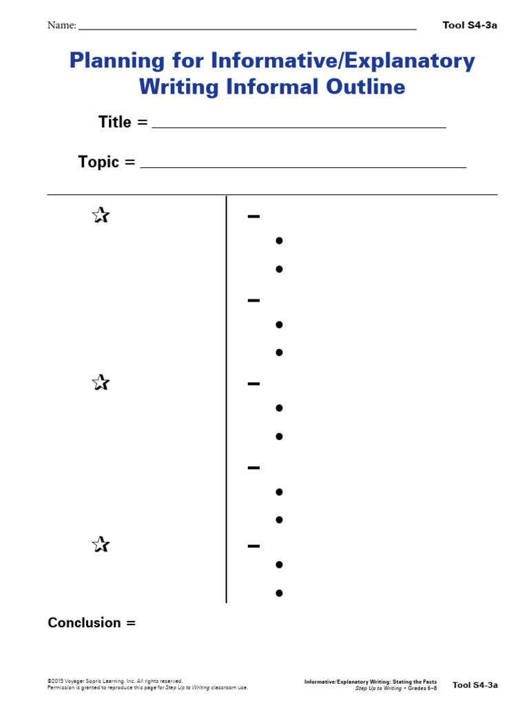 S4-3a Planning For Informative-Explanatory Writing Informal Outline | PDF