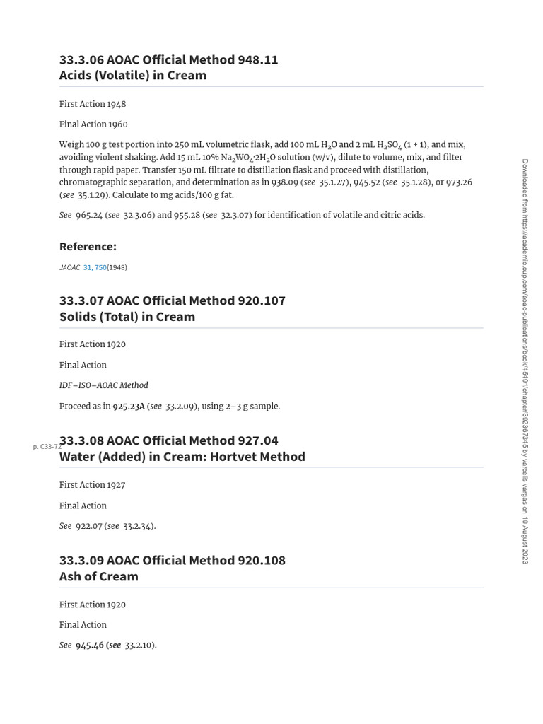 AOAC 920.108 Ed. 22 (2023) | PDF