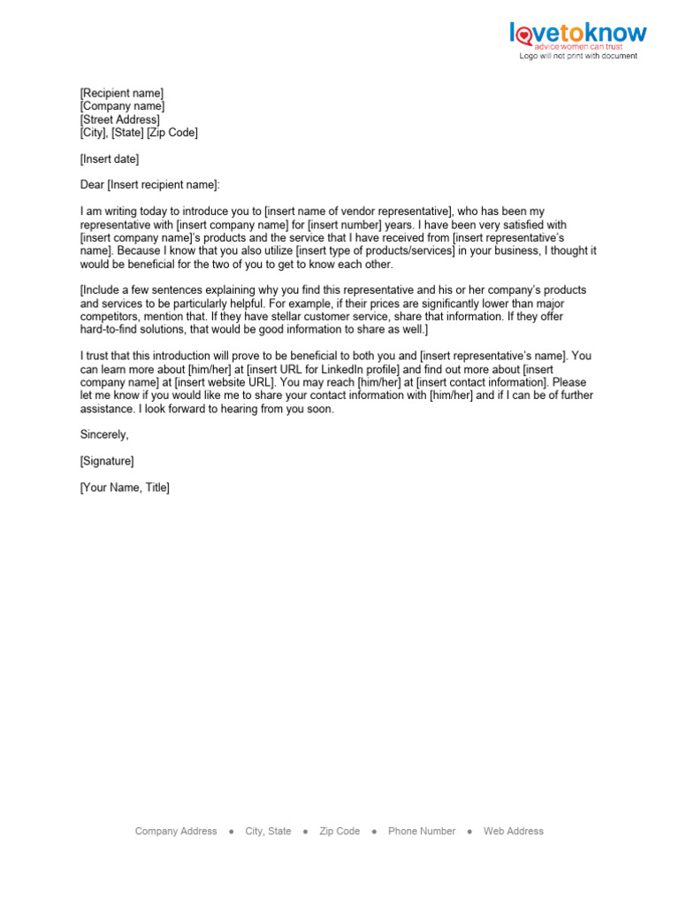 Sample Company Introduction Letter | PDF | Business