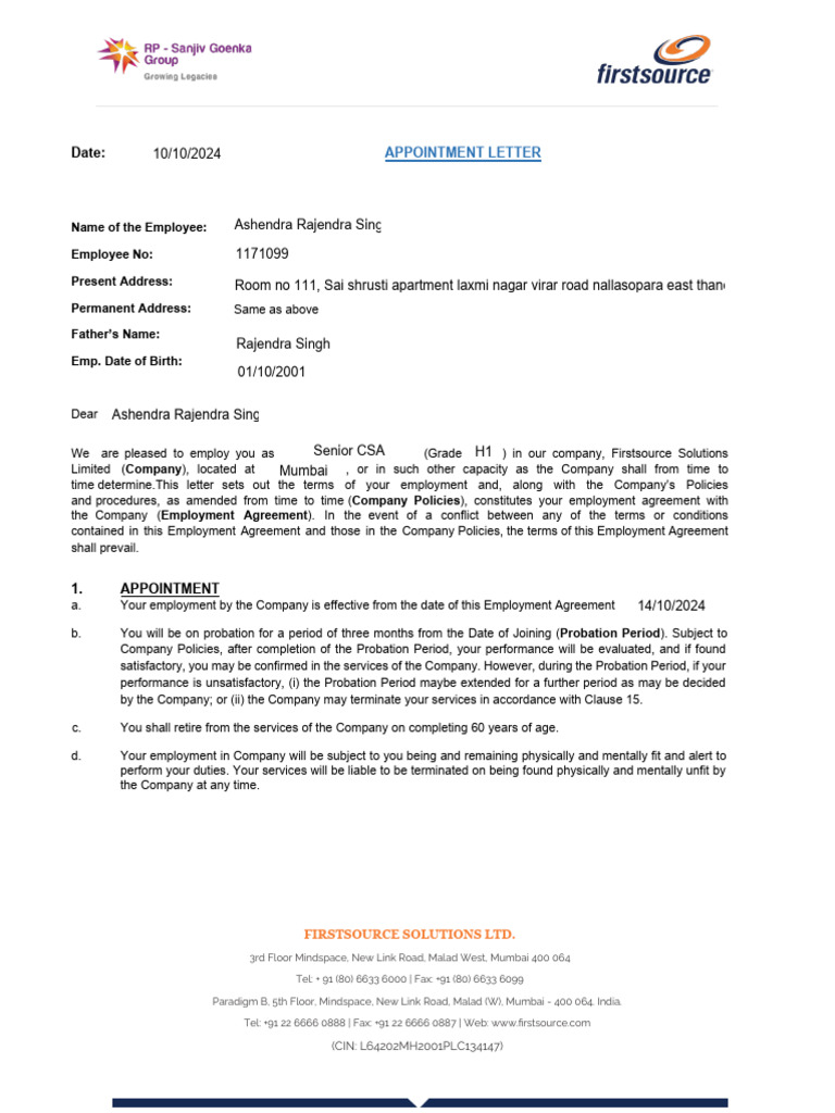 Appointment Letters Associates | PDF | Intellectual Property ...