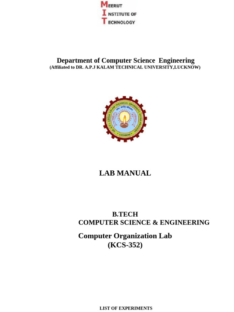 Coa Lab KCS 352 | PDF | Central Processing Unit | Logic Gate