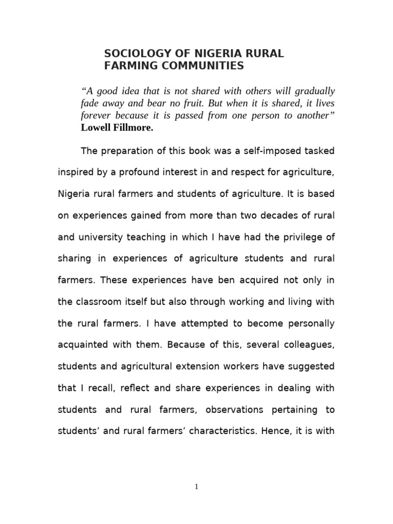 Nigerian Rural Farming Sociology | PDF