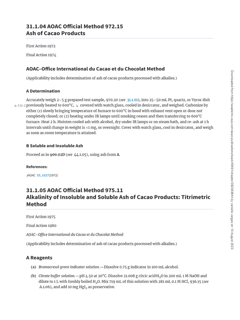 AOAC 972.15 Ed. 22 (2023) | PDF