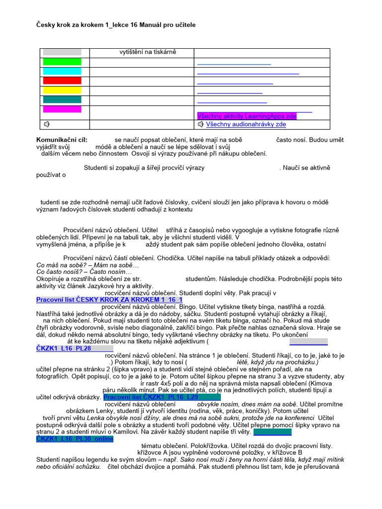 Ucitele Cesky Krok Za Krokem 1 16 Online | PDF