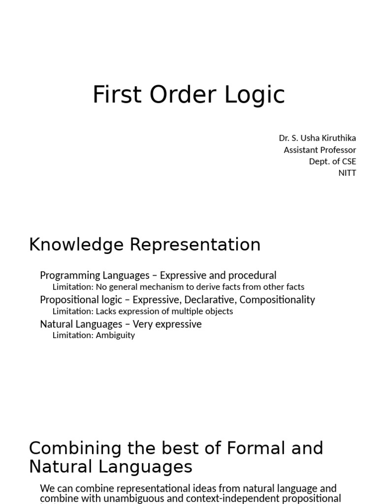 10 First Order Logic Pdf Logic First Order Logic