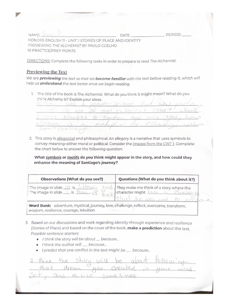 Honors English 11 - Unit 1: Stories of Place and Identity | PDF