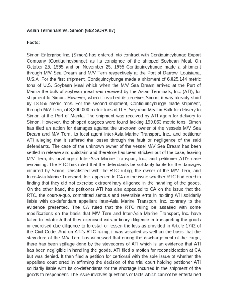Asian Terminals vs. Simon (692 SCRA 87) | PDF | Appeal | Certiorari