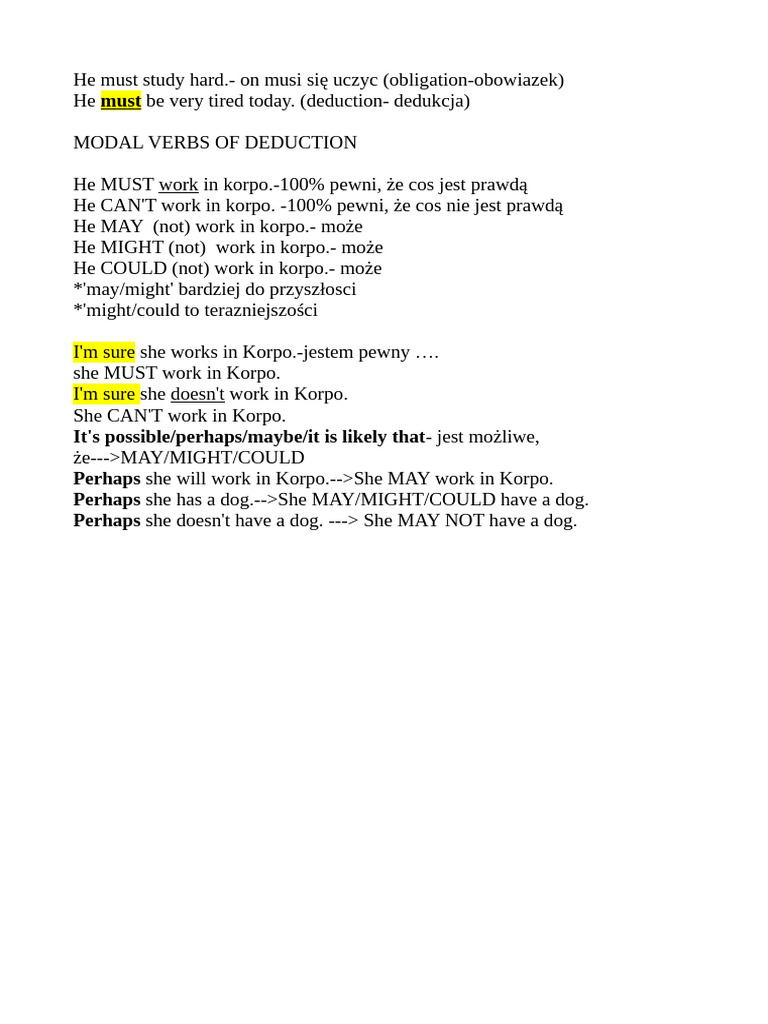 Basic Modal Verbs of Deduction | PDF