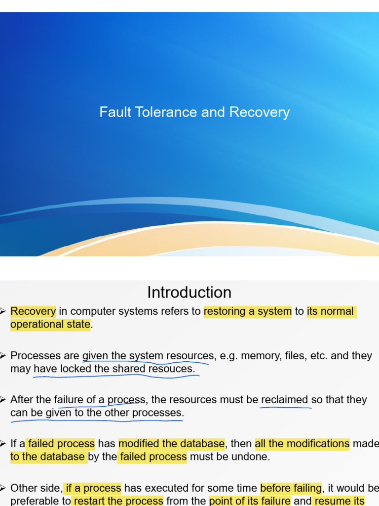 Fault Tolerance and Recovery | PDF | Fault Tolerance | Databases