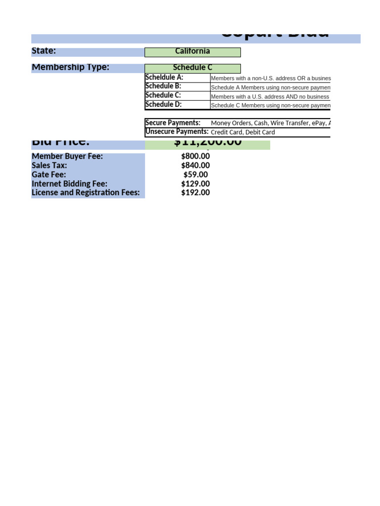 Copart Bidding Tool | PDF | Payments | Fee