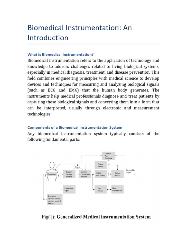 Components of Biomedical Systems | PDF | Instrumentation | Sensor