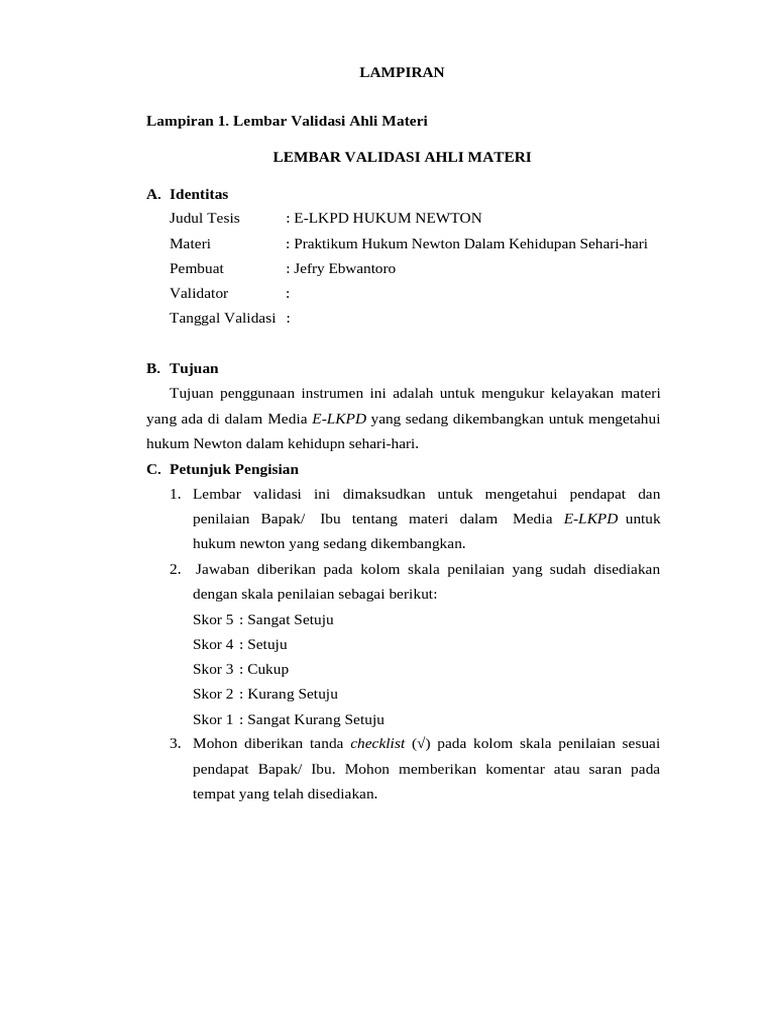 Validasi E-LKPD | PDF