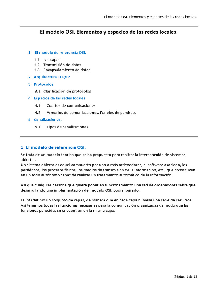 UD2. El Modelo OSI Elementos y Espacios de Las Redes Locales | PDF | Red de computadoras ...