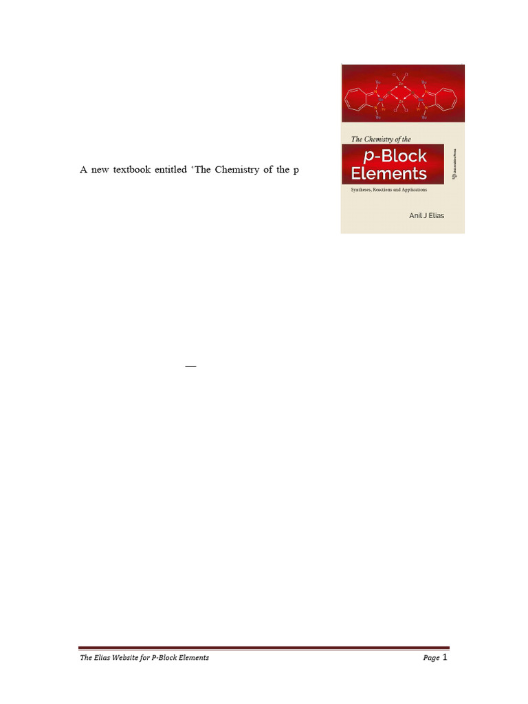 Chemistry of The P-Block Elements - New Book With Problems and Solutions 2018 | PDF | Chlorine ...