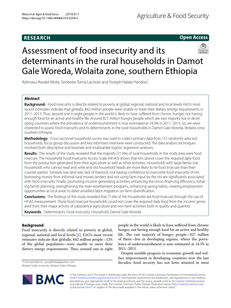 Food Insecurity in Rural Ethiopia | PDF | Sampling (Statistics) | Food ...