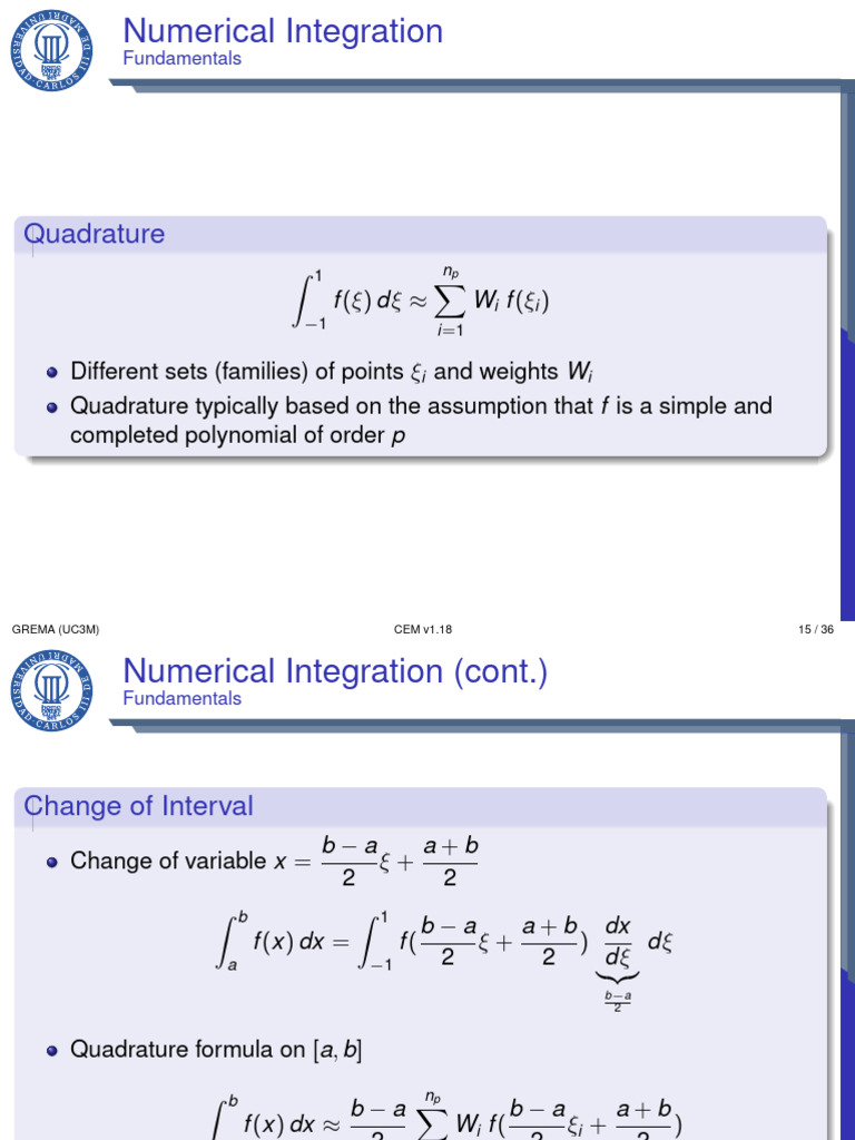 CEM TR Numerical Integration | PDF | Mathematics Of Computing | Numerical Analysis